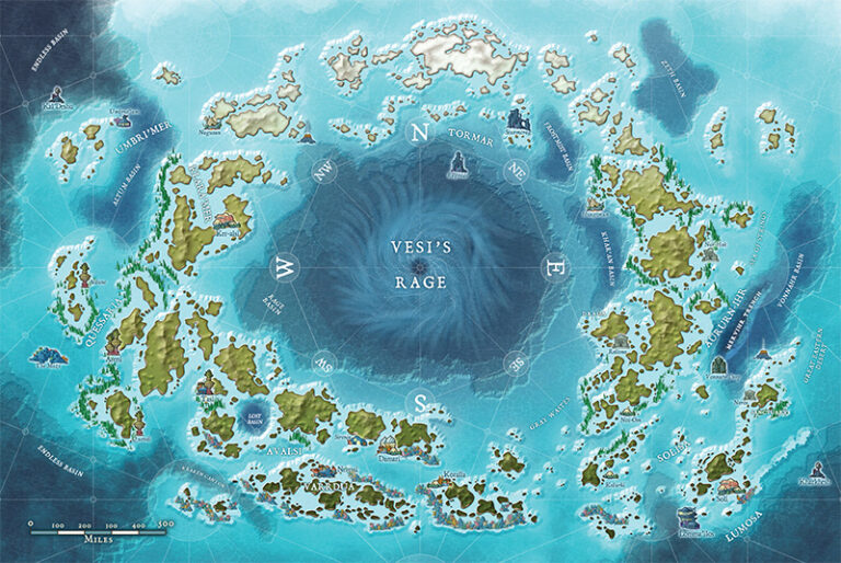 Under the Seas of Vodari World Map (27" x 18") - Tribality Store